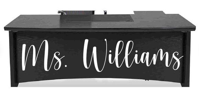 Teacher Name Vinyl Desk Decal Farmhouse Style • Vinyl Wall Expressions